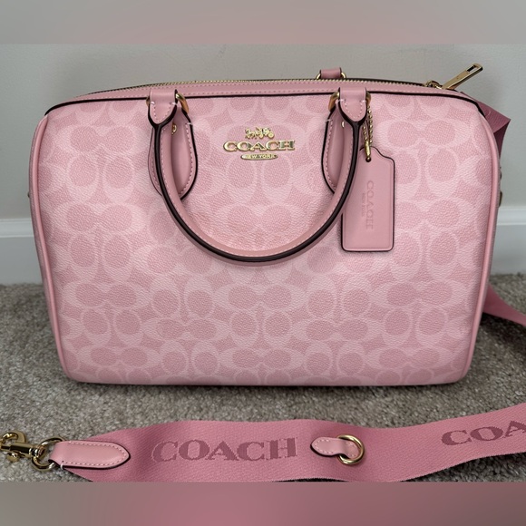 Coach | Bags | Nwt Coach Large Rowan Satchel Bag Powder Pink Signature ...